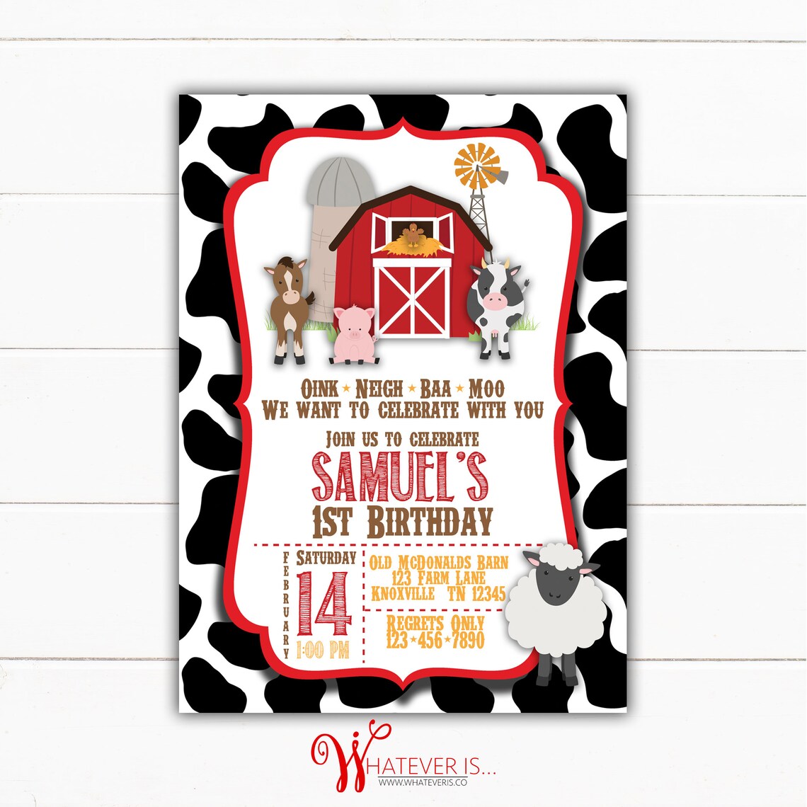 Barnyard Farm Birthday Printable Invitation Red Farm - Etsy