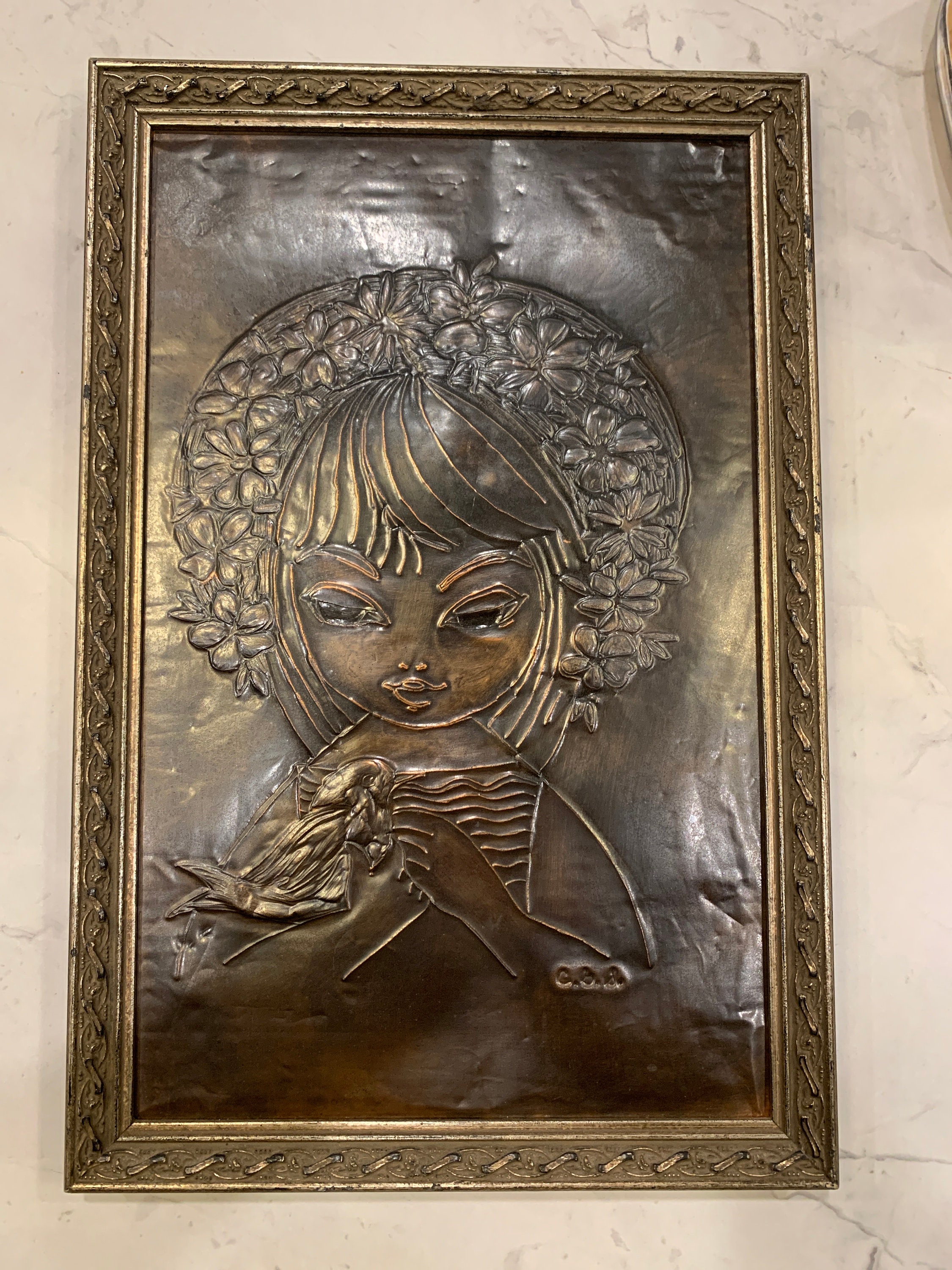 Vintage Copper Embossed Portrait Signed CGS - Etsy