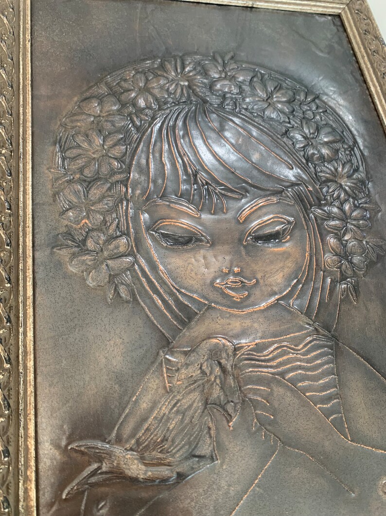 Vintage Copper Embossed Portrait Signed CGS - Etsy
