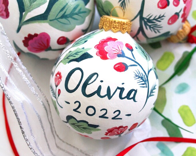 Custom Hand Painted Personalized Christmas Ornament Round 3 Ball ...