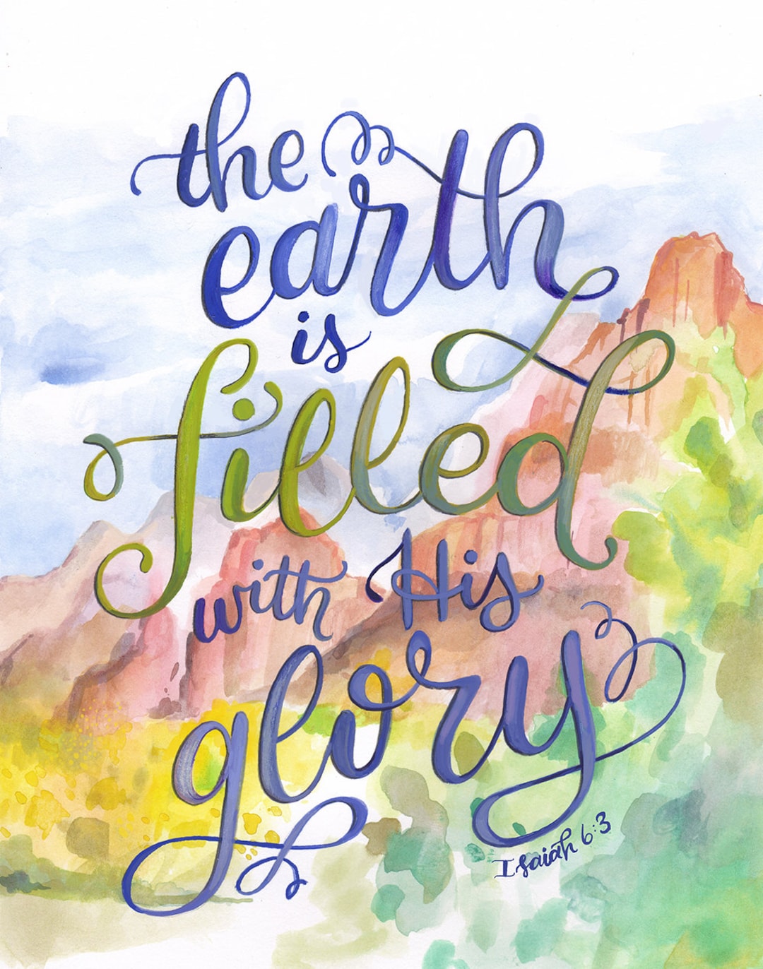 The Earth is Filled With His Glory Isaiah 6:3 Bible Verse Print ...