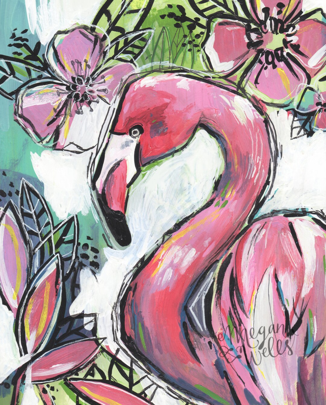 Mr. Flamingo Fine Art Print Flamingo Painting - Etsy