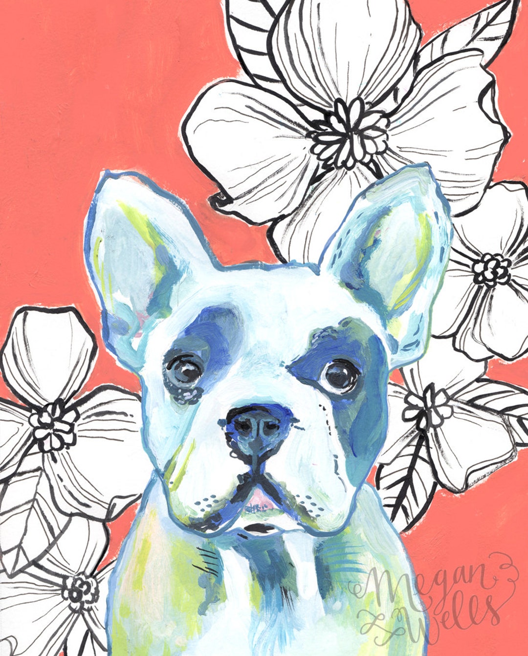 Blue Dog - Day 75 - Makewells Sketchbook Print - French Bulldog - Etsy