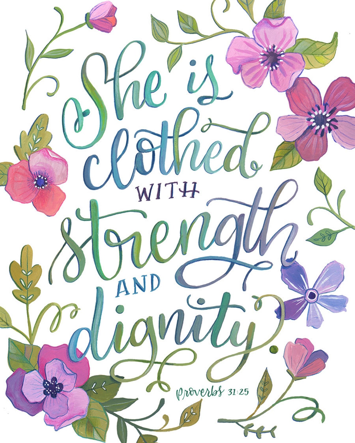 Proverbs 31 Makewells Hand Lettered Art Print She is | Etsy