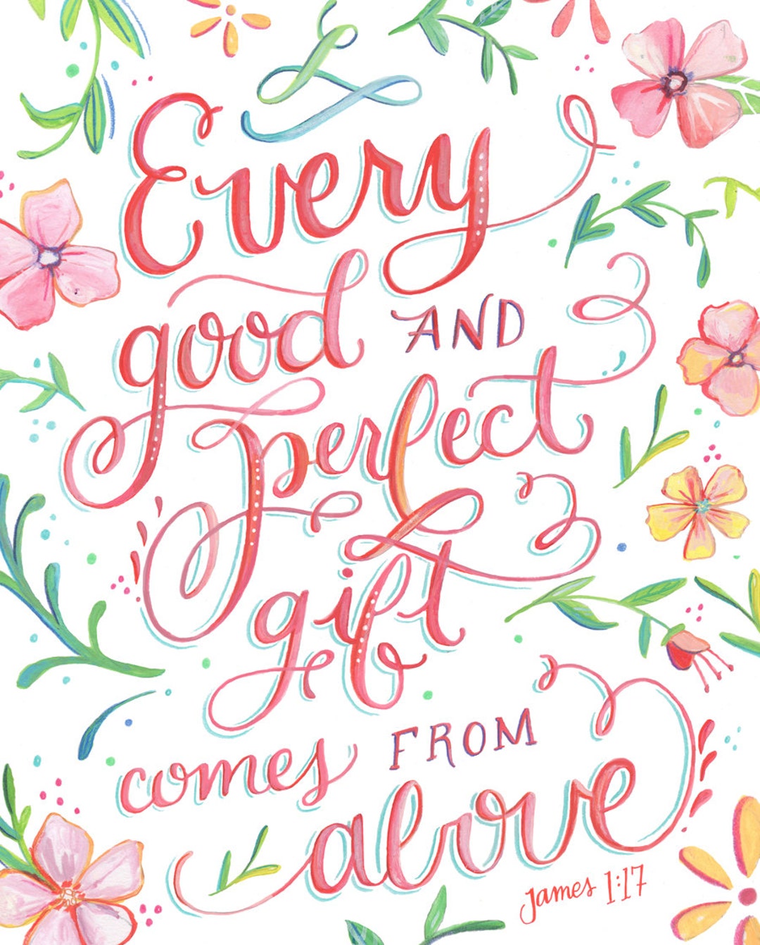 Every Good and Perfect Gift is From Above - Art Print - James 1:17 - Etsy