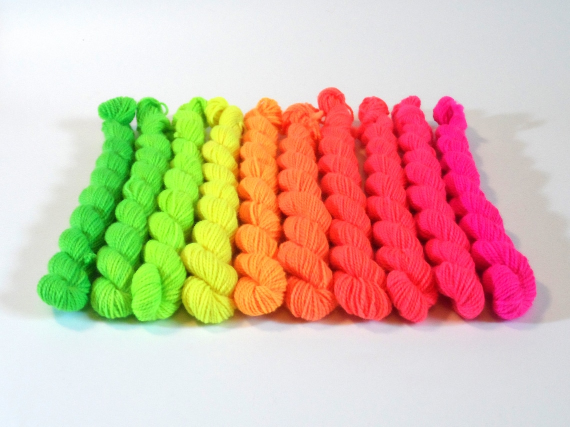 The Day the World Turned Day Glo Solid Gradient Mini Skein Set 100g ...