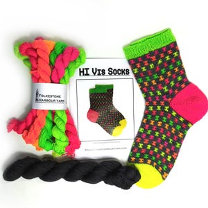 Hi Vis Socks Knitting Bundle Yarn + Pattern Fluorescent Yarn - Etsy