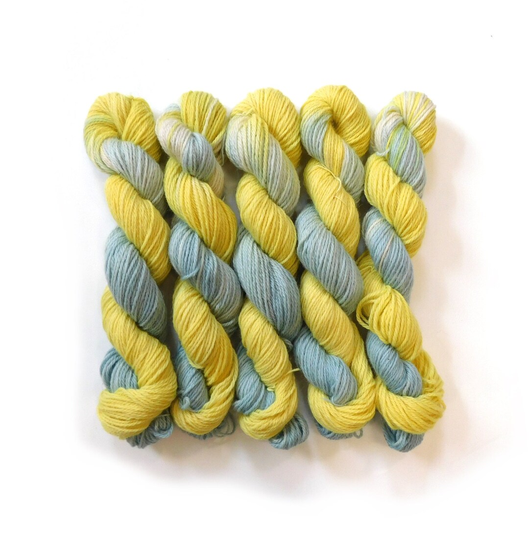 Midday Variegated Blue Yellow DK Romney Wool Yarn 50g Naturally Dyed - Etsy