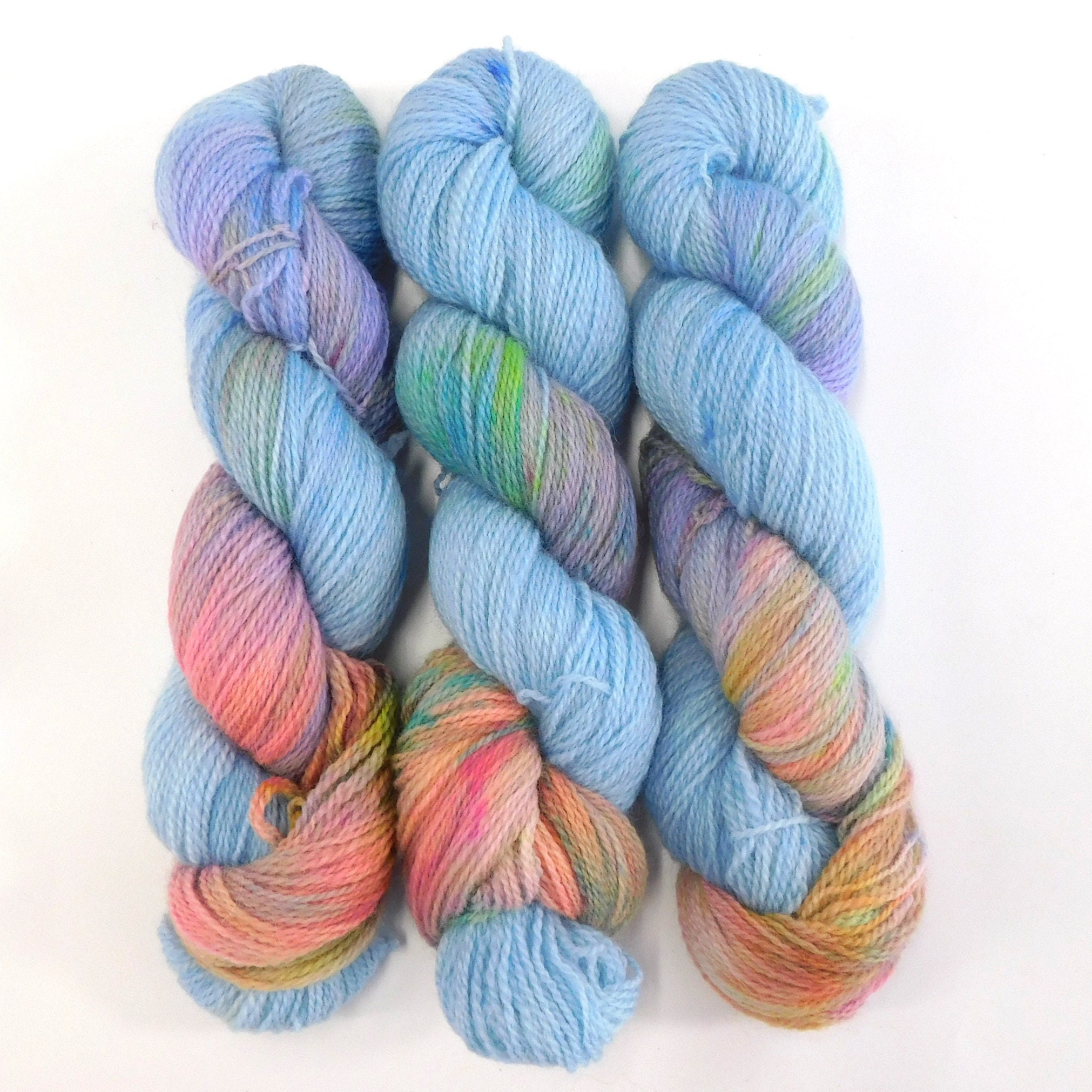 Angelic Blue Variegated Romney Sock weight Wool Yarn