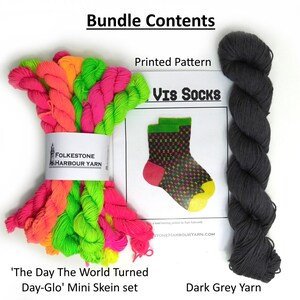 Hi Vis Socks Knitting Bundle Yarn + Pattern Fluorescent Yarn - Etsy