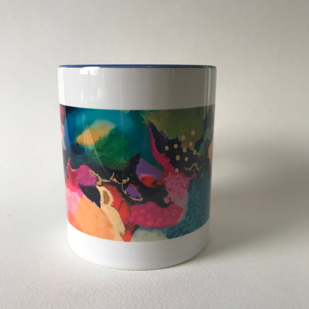 Colorful, Abstract, Art Cup, Coffee Mug, Blue, Colorful, Ceramic - Etsy