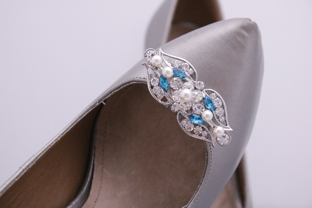 Navy Blue Shoe Clips Crystal Jewelry Decorations Shoe Clips Rhinestone ...