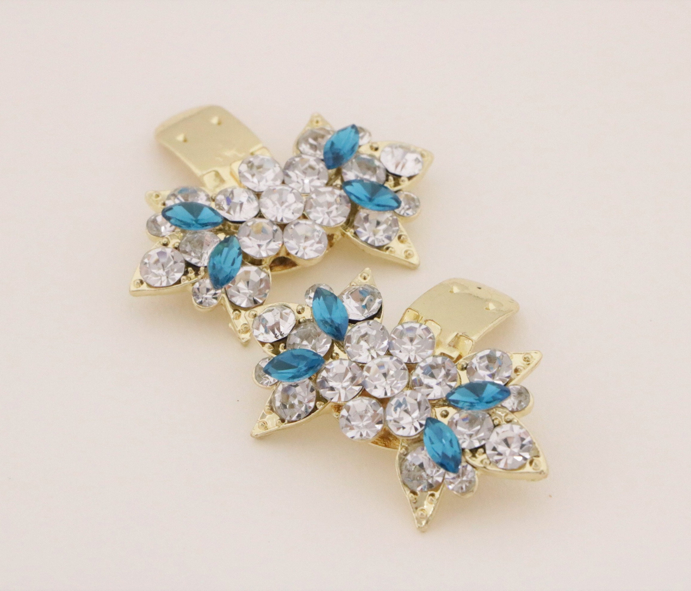 Indicolite Crystal Shoe Clips Gold Wedding Shoe Clips Navy Blue Clip - Etsy