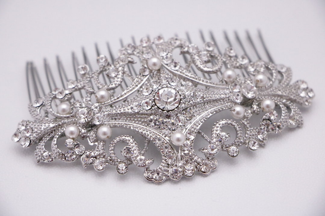 Bridal Hair Comb Silver Wedding Hair Jewelry Vintage Style Bridal Comb ...