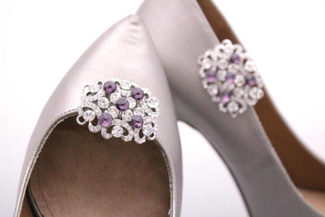 Silver Wedding Shoe Clips Purple Wedding Shoe Accessories Shoe Clips ...
