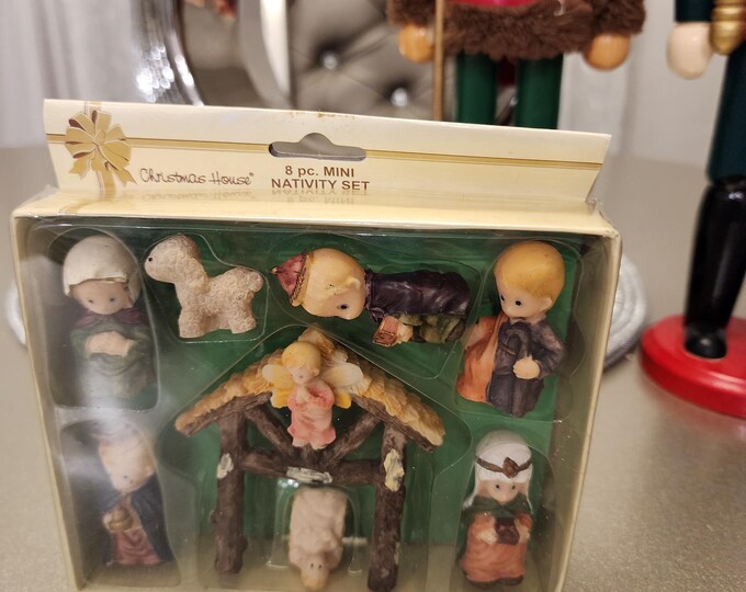 Vintage Christmas House Nativity Set Miniature 8pc Mini Scene Figures ...