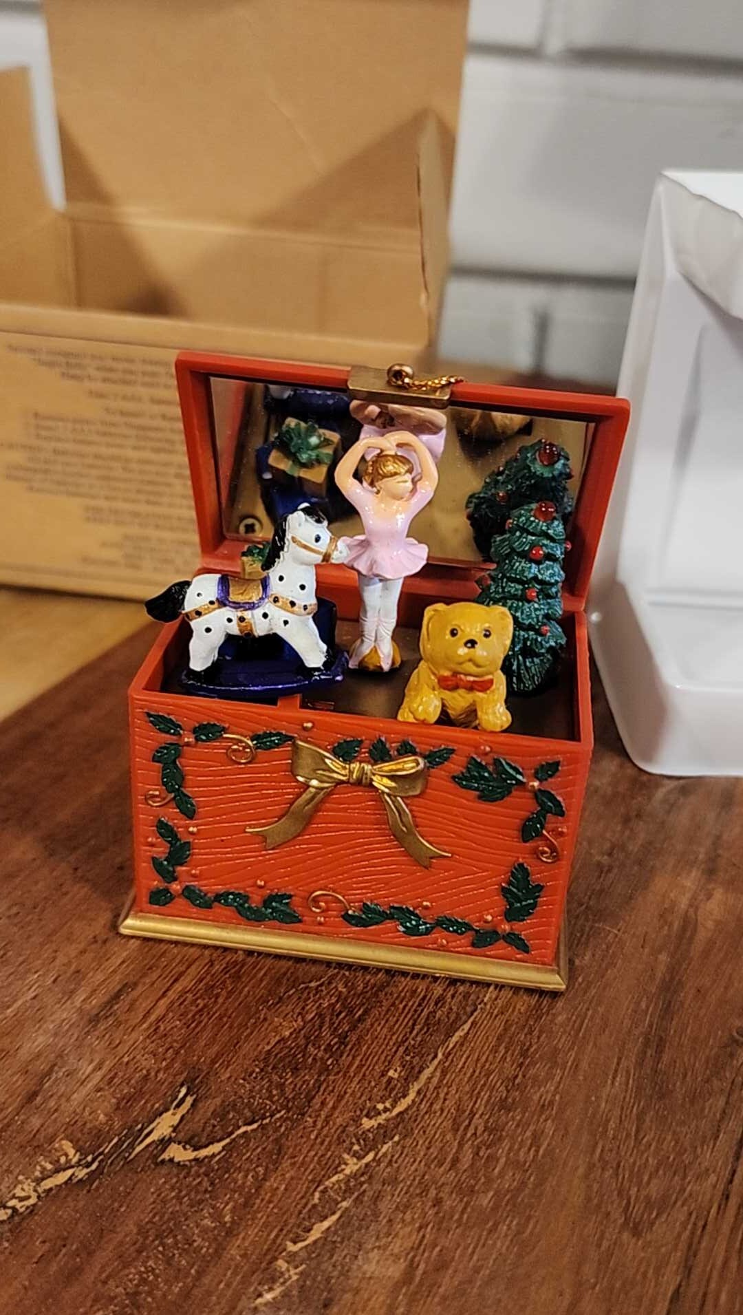 Avon Gift Collection Musical Toy Box Christmas Ornament Plays Jingle ...