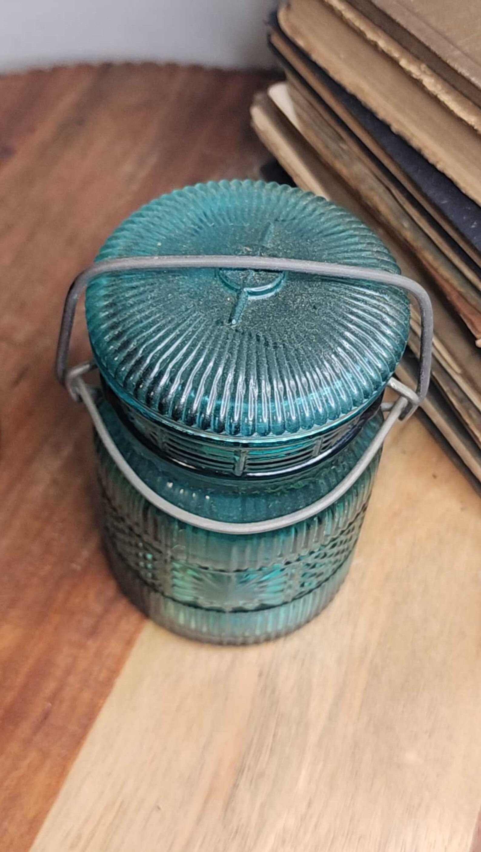 Turquoise Avon Jar Vintage Cut Glass With Hinged Lid - Etsy