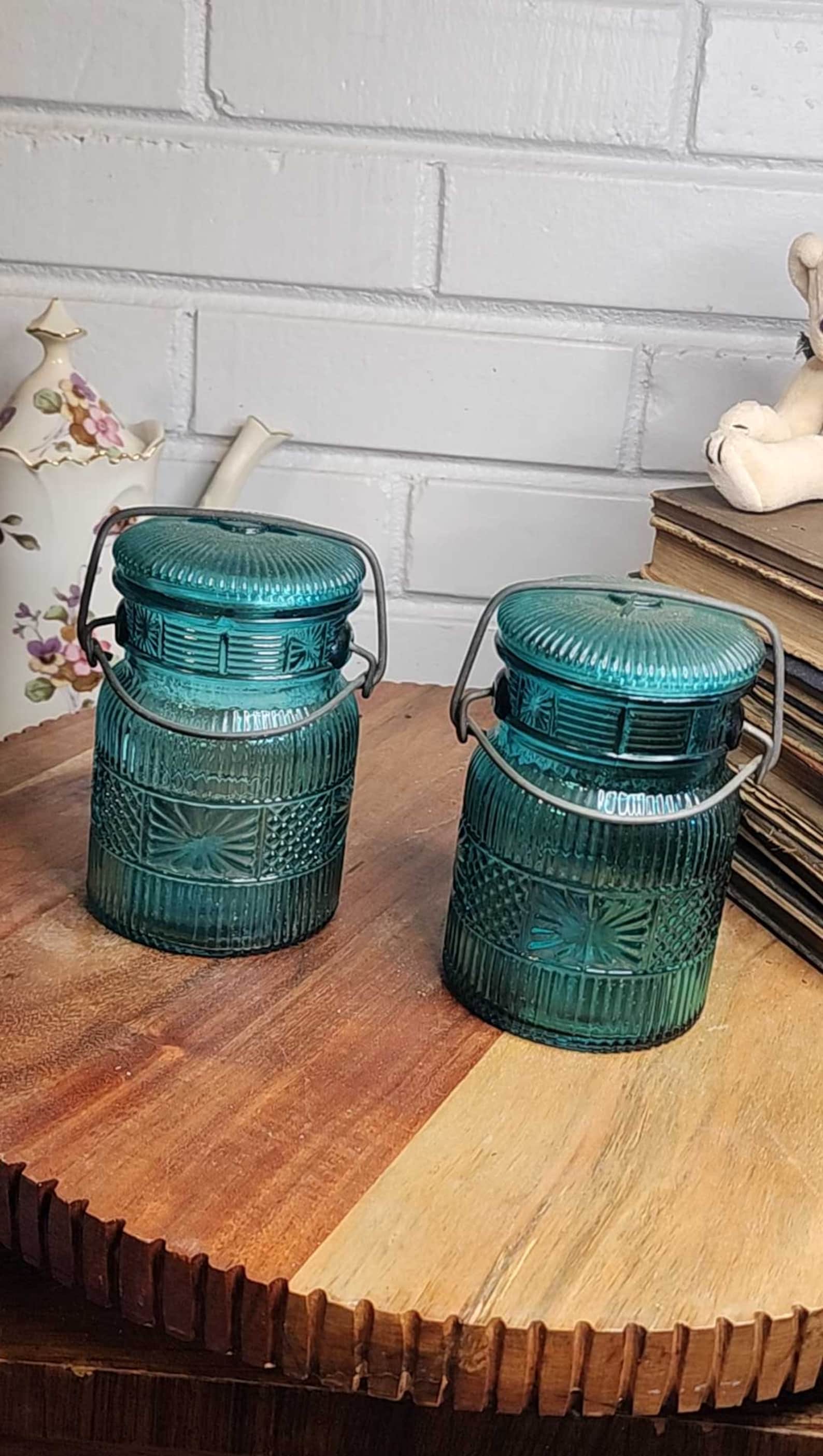 Turquoise Avon Jar Vintage Cut Glass With Hinged Lid - Etsy