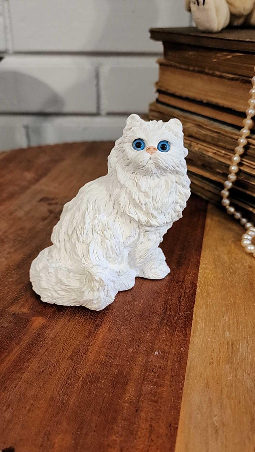 Stone Critters White Persian Cat Blue Eyes USA 1985 Vintage - Etsy