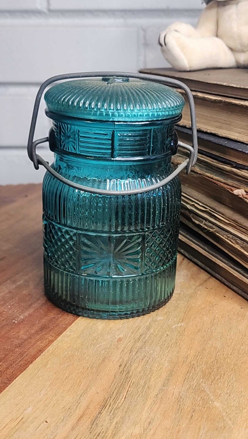 Turquoise Avon Jar Vintage Cut Glass With Hinged Lid - Etsy