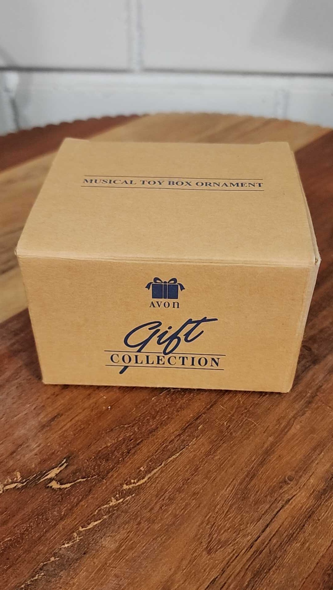 Avon Gift Collection Musical Toy Box Christmas Ornament Plays Jingle ...