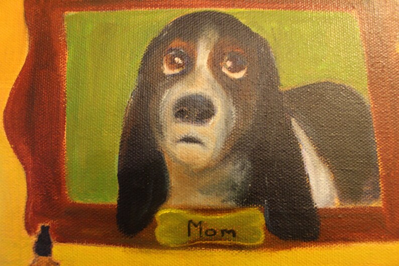BENTLEY, Original 16 X 20 Oil Painting of Basset Hound in Garden by ...