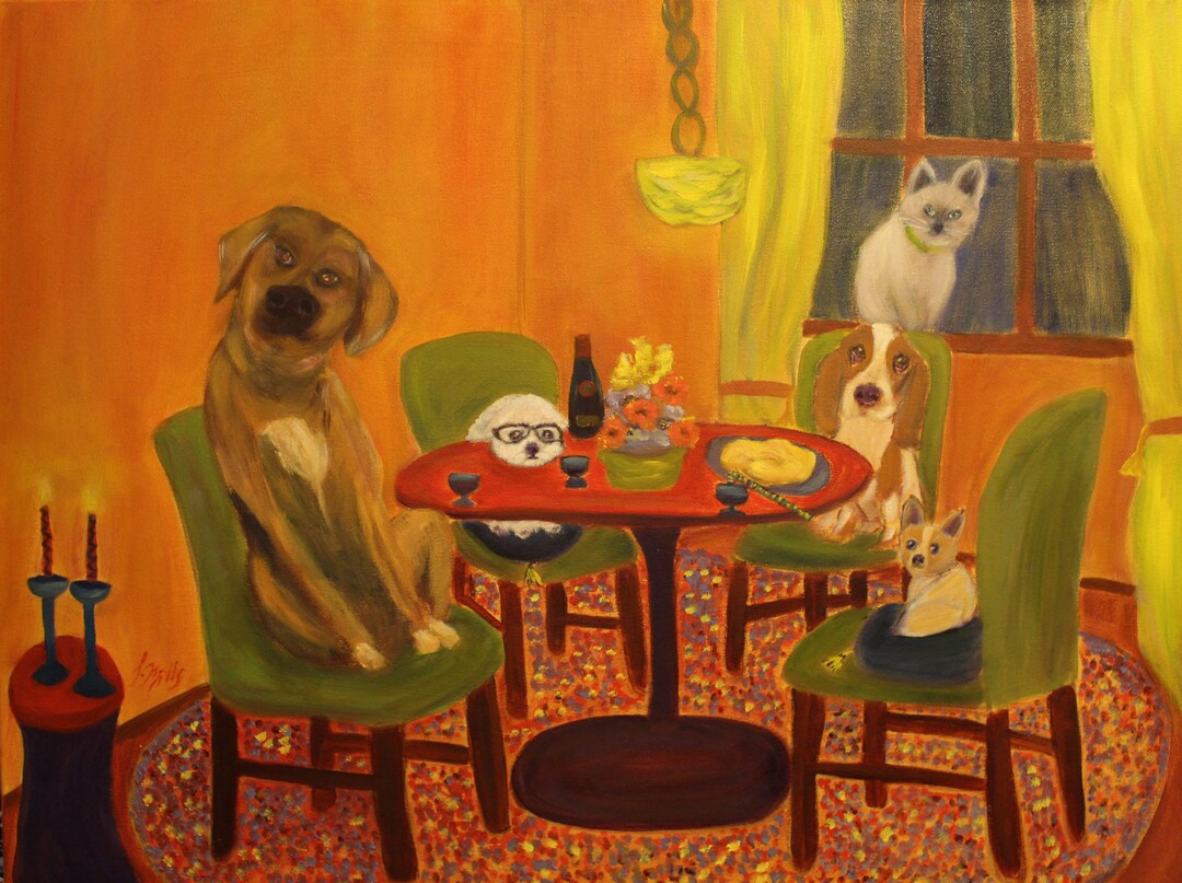 KETZEL AND FRIENDS, 24 X 30 Original Oil Painting by Lesley Mills From ...