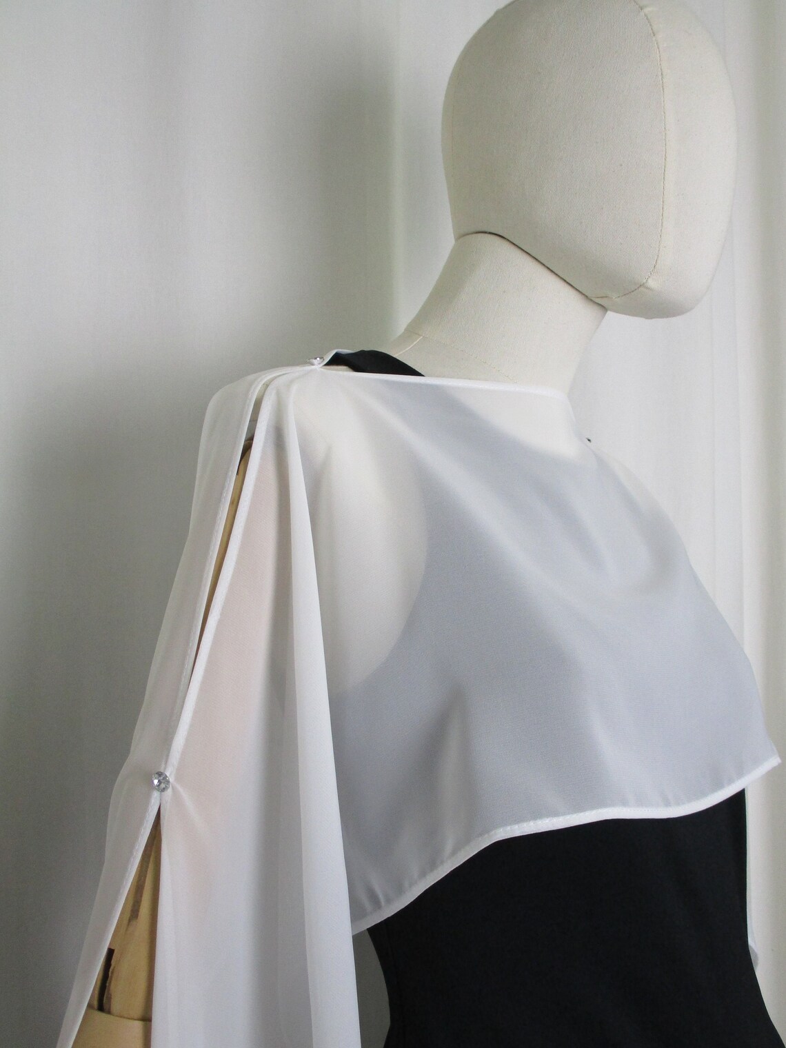 White Goddess Shrug, Formal Shawl, Silk Shrug, Chiffon Shrug, Elegant ...