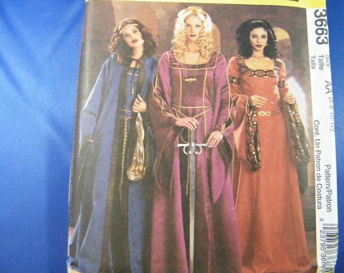 Medieval Costume Pattern - Sizes 6/8/10/12 - Uncut - Mccall's 3663 - Etsy