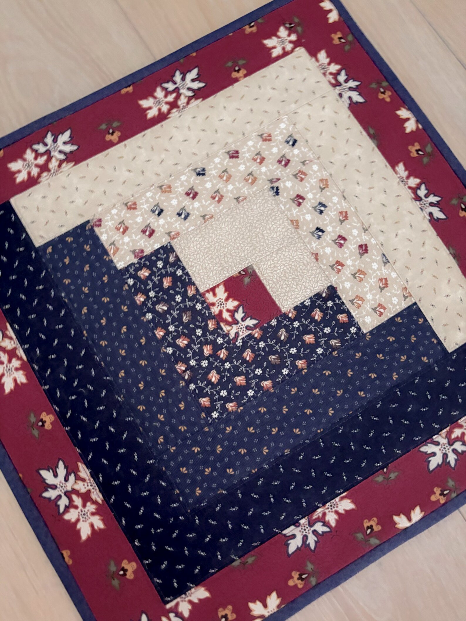 Vintage Log Cabin Style Table Topper, Seasonal Table Topper, Kitchen ...