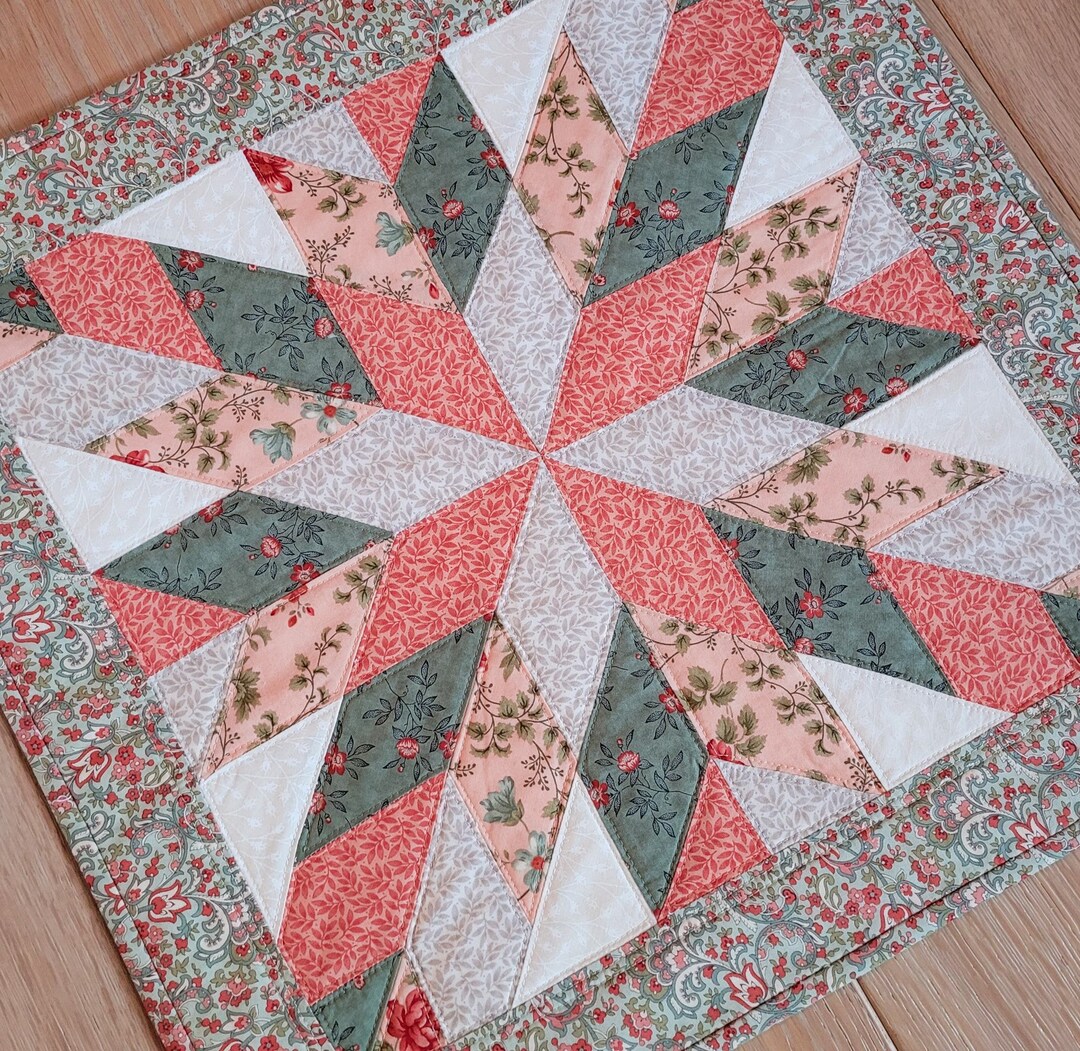 Quilted Starburst Table Topper, Table Mat, Decorative Wall Hanging ...