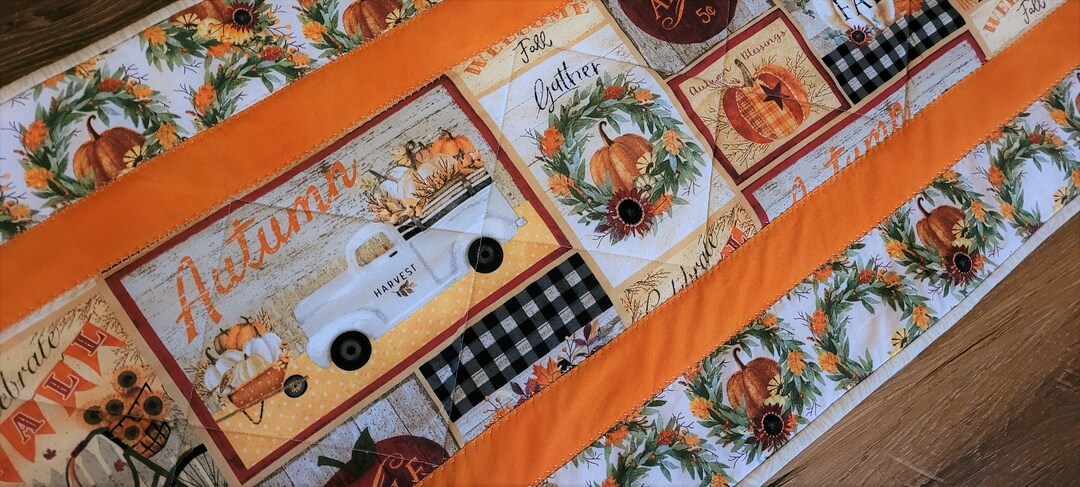 Quilted Farmhouse Table Runner Autumn Fall Harvest - Etsy