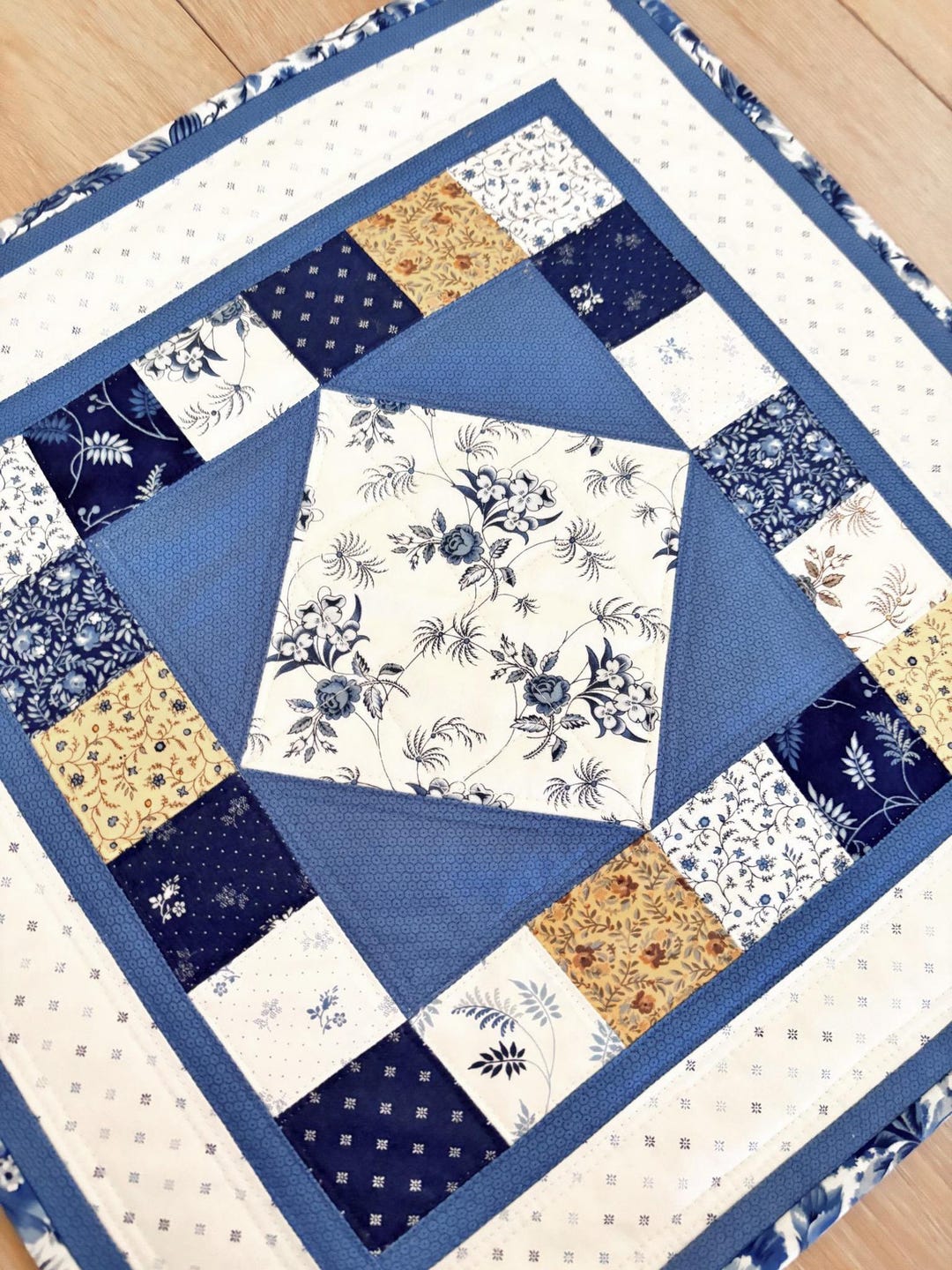 Handmade Quilted Table Topper, Vintage-style Table Topper, Quilted ...