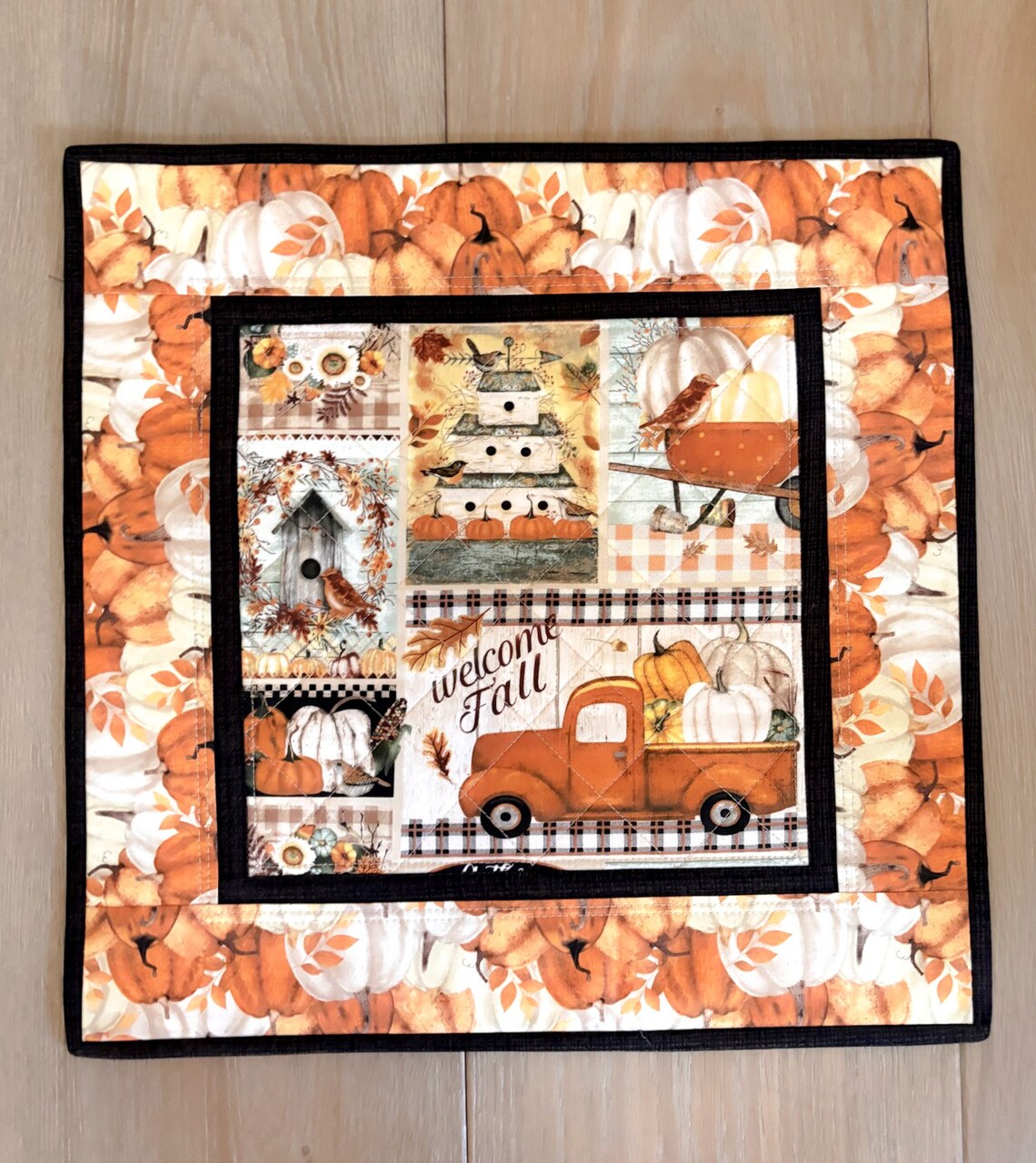 Quilted Table Topper, Quilted Handmade Table Topper, Fall and Harvest ...