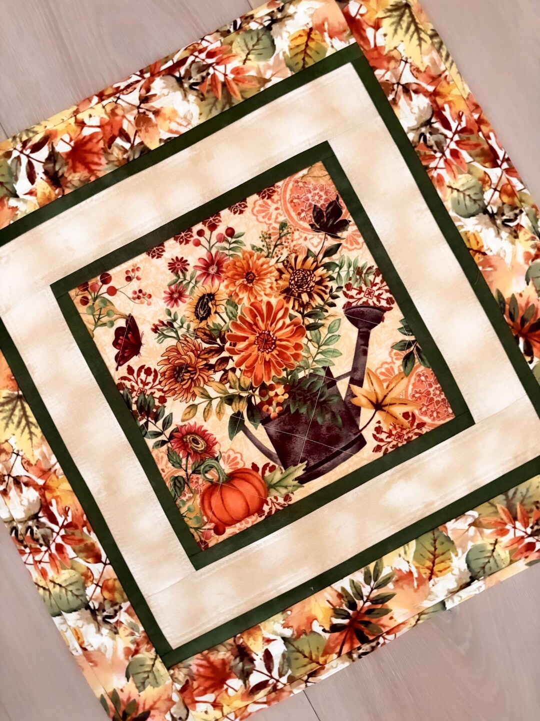 Quilted Table Topper, Handmade Table Topper, Fall and Harvest Table ...
