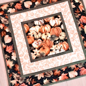 Quilted Table Topper, Quilted Handmade Table Topper, Pumpkins Topper ...