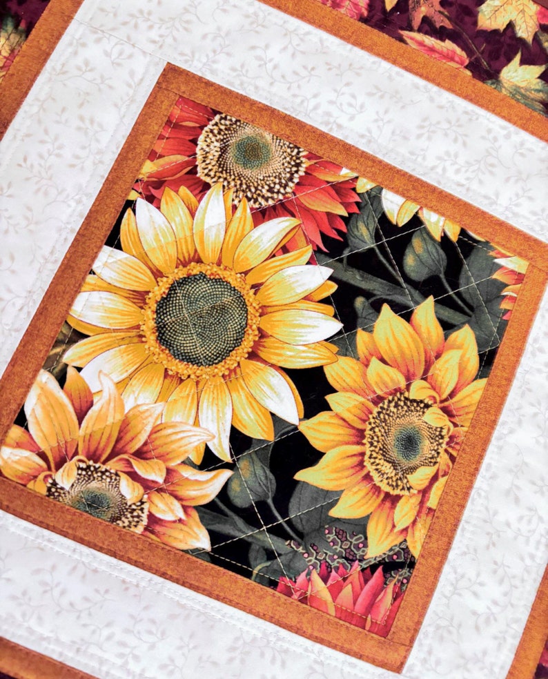 Quilted Table Topper, Quilted Handmade Table Topper, Fall and Harvest ...