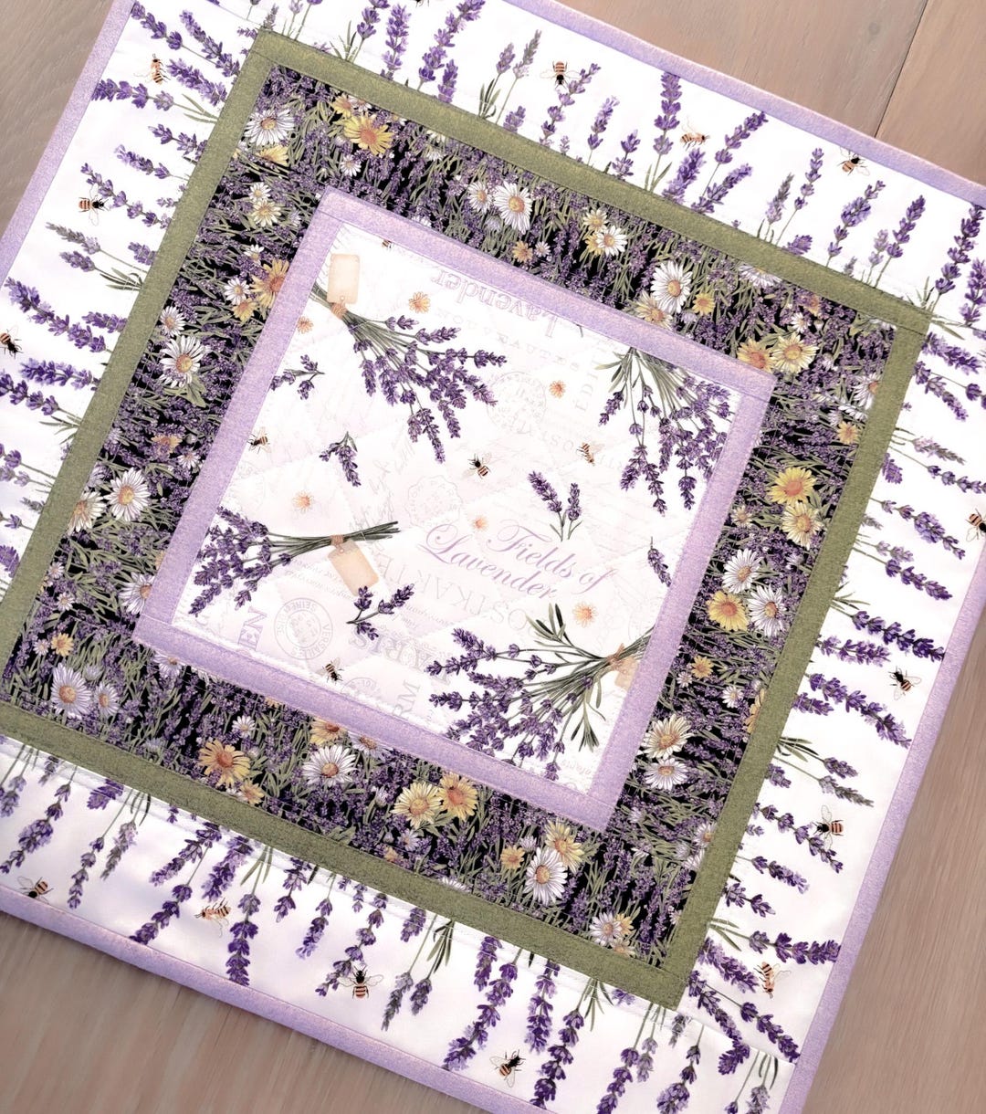 Quilted Table Topper, Table Mat, Decorative Wall Hanging, Lavender ...