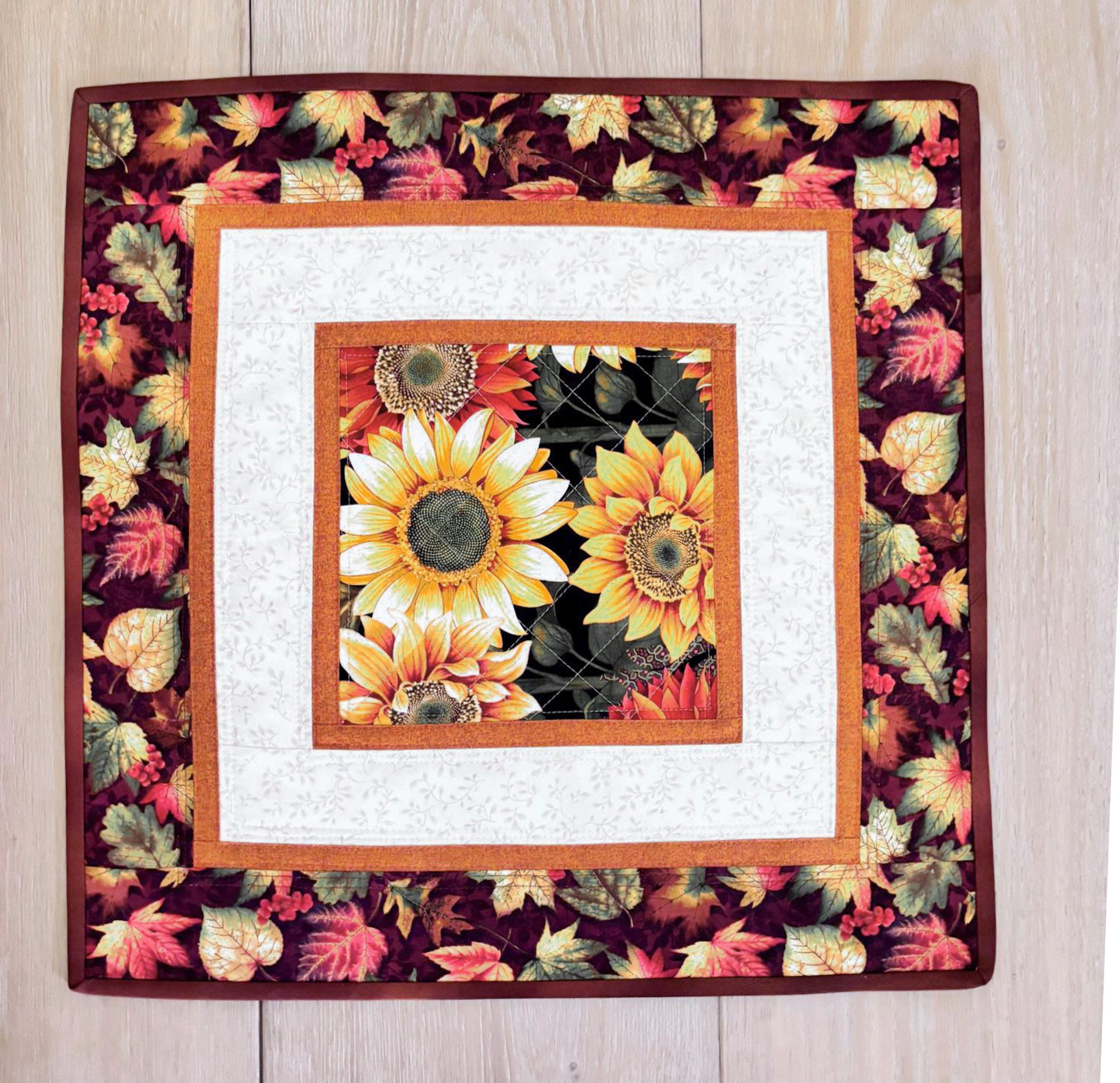 Quilted Table Topper, Quilted Handmade Table Topper, Fall and Harvest ...