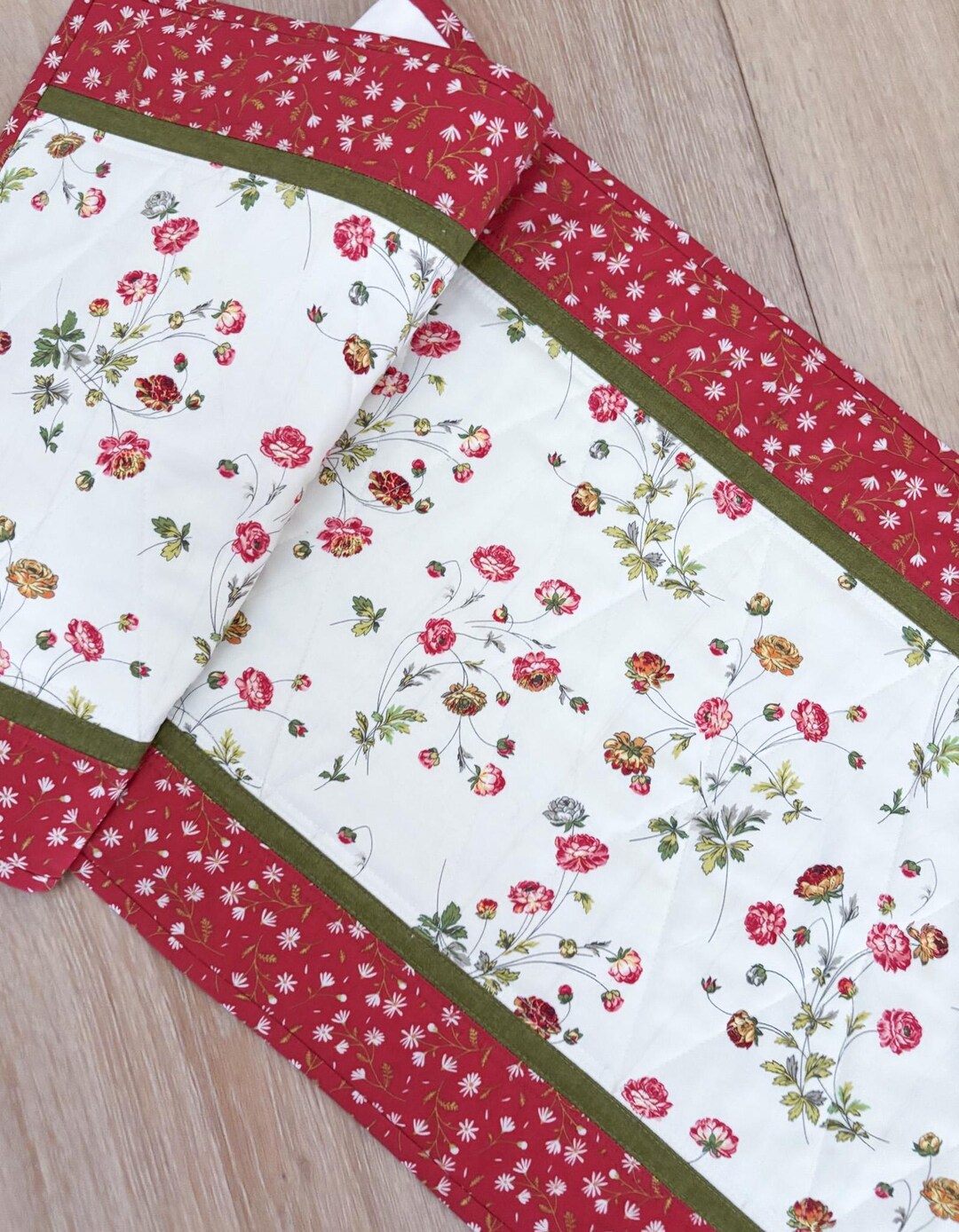 Quilted Spring and Summer Table Runner, Handmade Quilted Table Runner, Quilted Table Mat, Summer ...