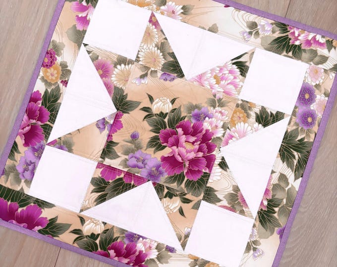 Quilted Floral Table Topper, Handmade Quilted Table Topper, Easter ...