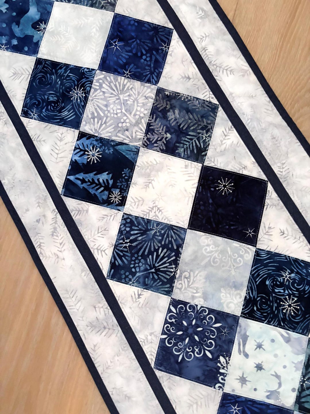 Quilted Table Runner, Handmade Quilted Table Mat, Winter and Holiday Table Runner, Handmade ...