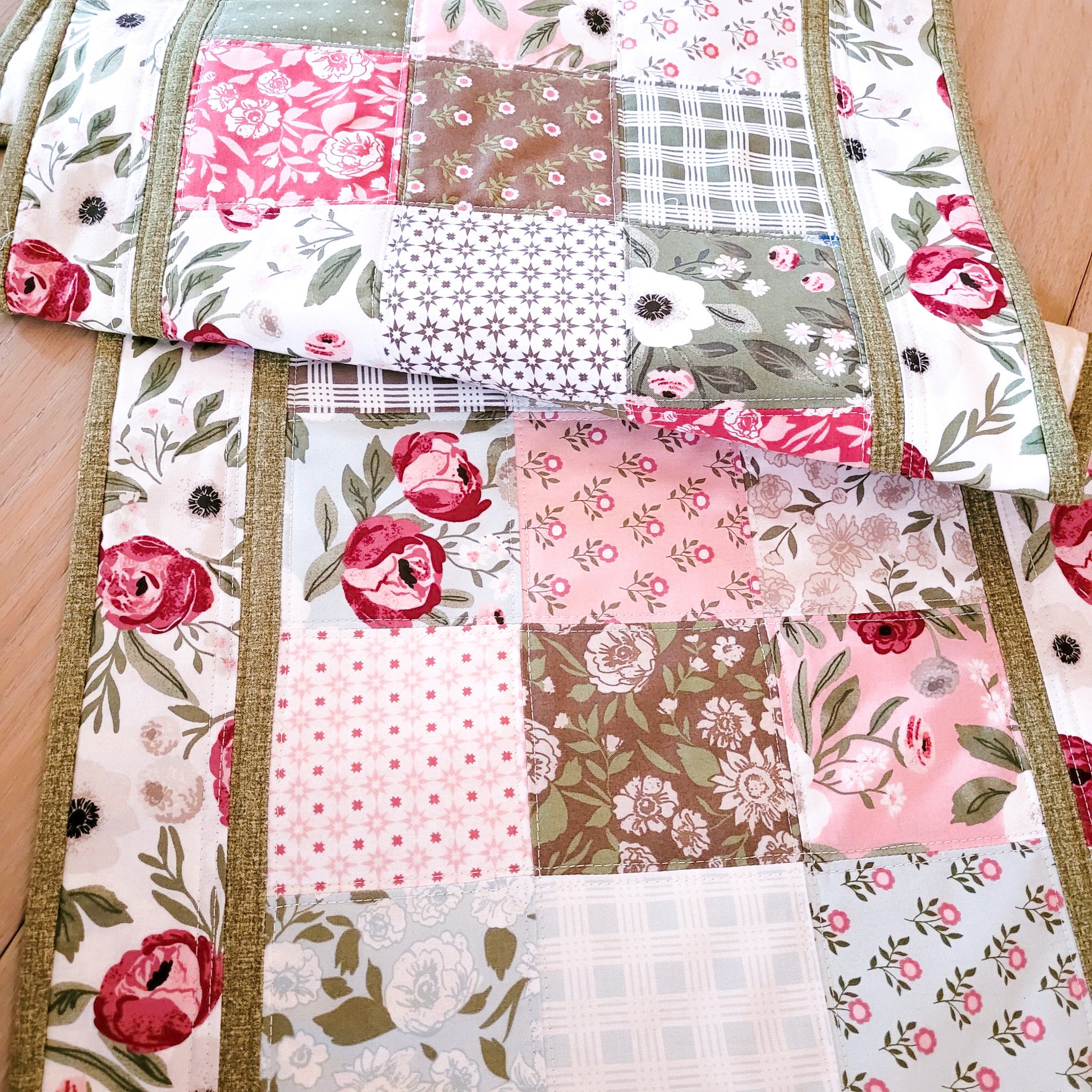 Quilted Spring and Summer Table Runner, Kitchen, Counter Table Runner ...