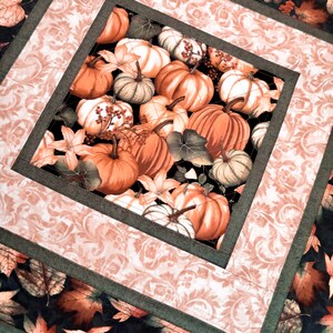 Quilted Table Topper, Quilted Handmade Table Topper, Pumpkins Topper ...