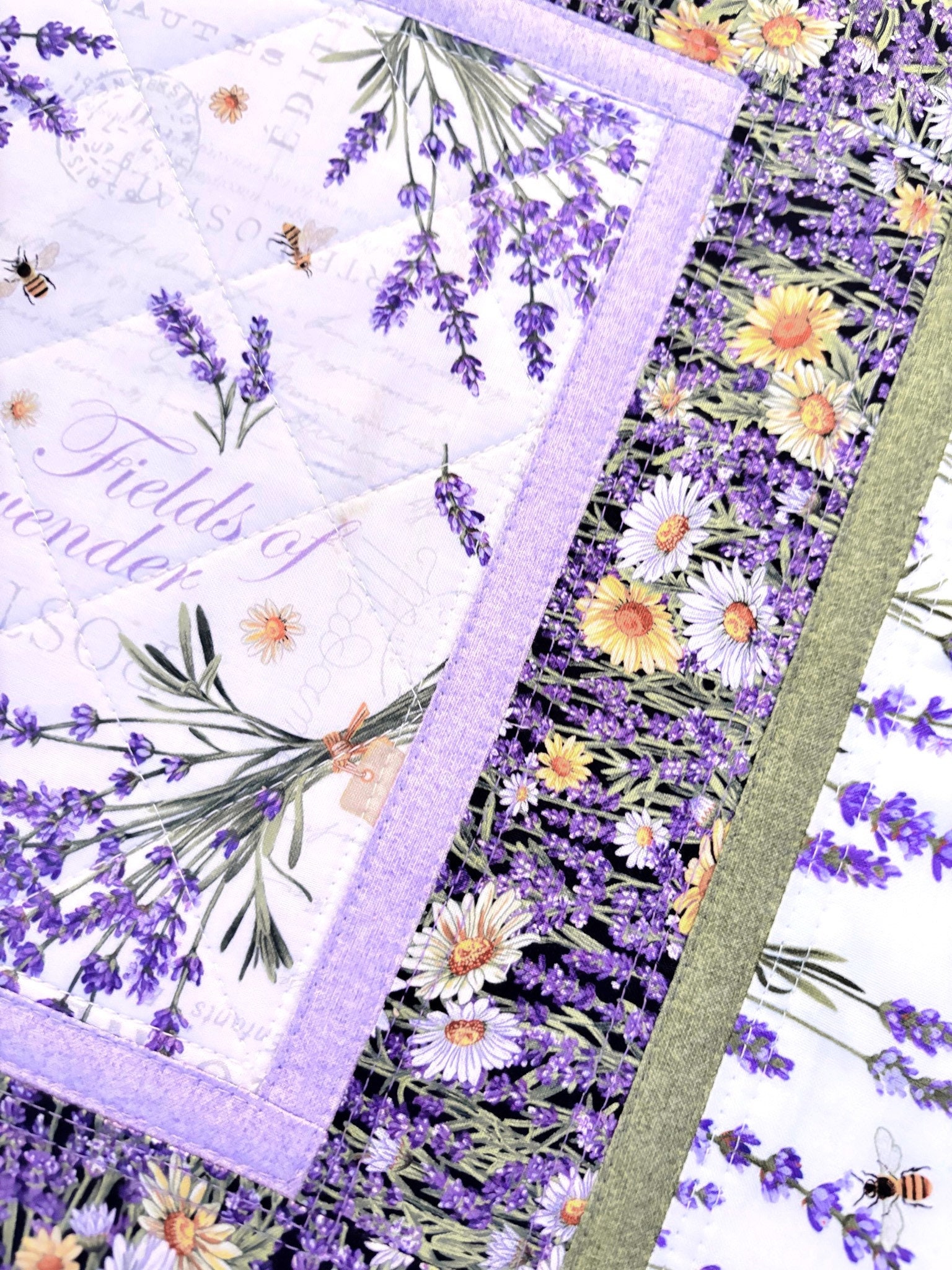 Quilted Table Topper, Table Mat, Decorative Wall Hanging, Lavender ...