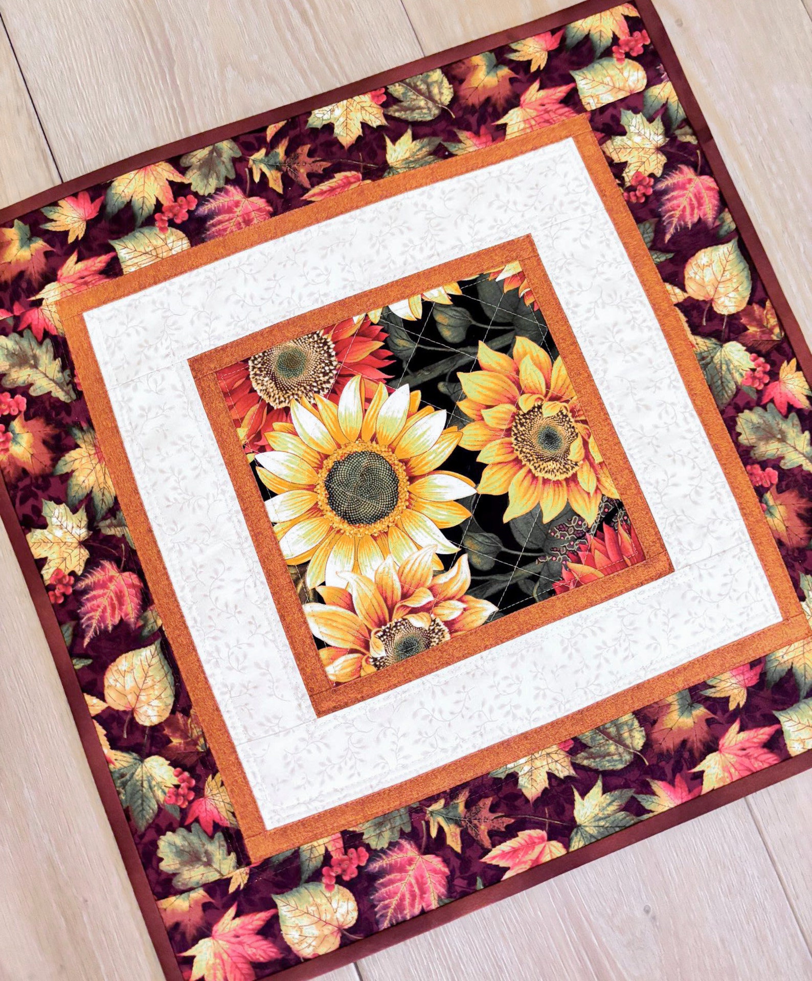 Quilted Table Topper, Quilted Handmade Table Topper, Fall and Harvest ...