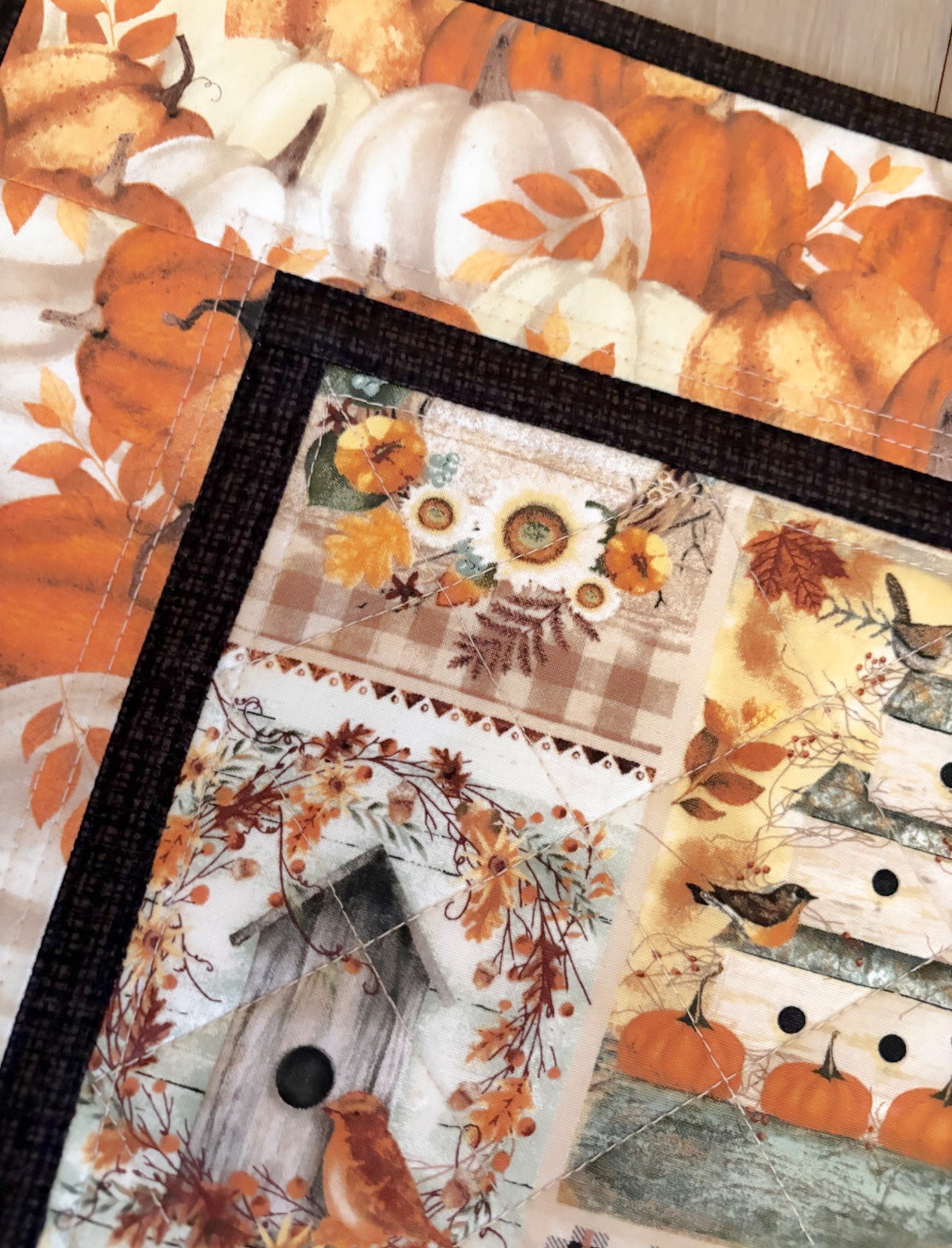 Quilted Table Topper, Quilted Handmade Table Topper, Fall and Harvest ...