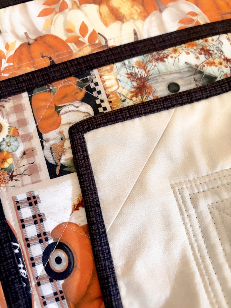 Quilted Table Topper, Quilted Handmade Table Topper, Fall and Harvest ...