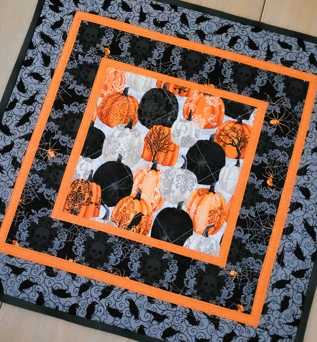 Halloween Damask Pumpkins Table Topper Table Mat Decorative - Etsy